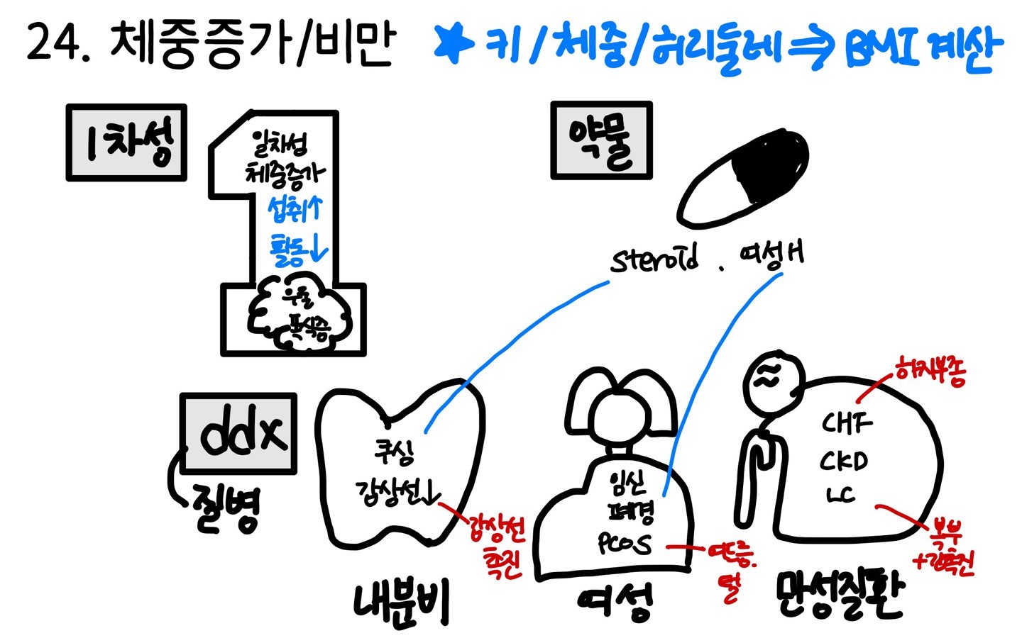 그림으로 시작하는 CPX/OSCE | 전신 | 24. 체중증가/비만 | 알렌의 서재